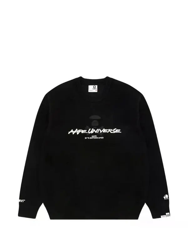 AAPE BY *A BATHING APE Moonface Intarsia Embroidered Sweatshirt