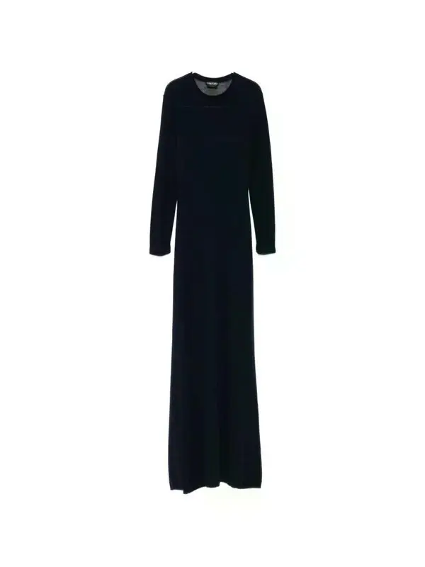 TOM FORD Sheer-back Knitted Maxi Dress - Blue