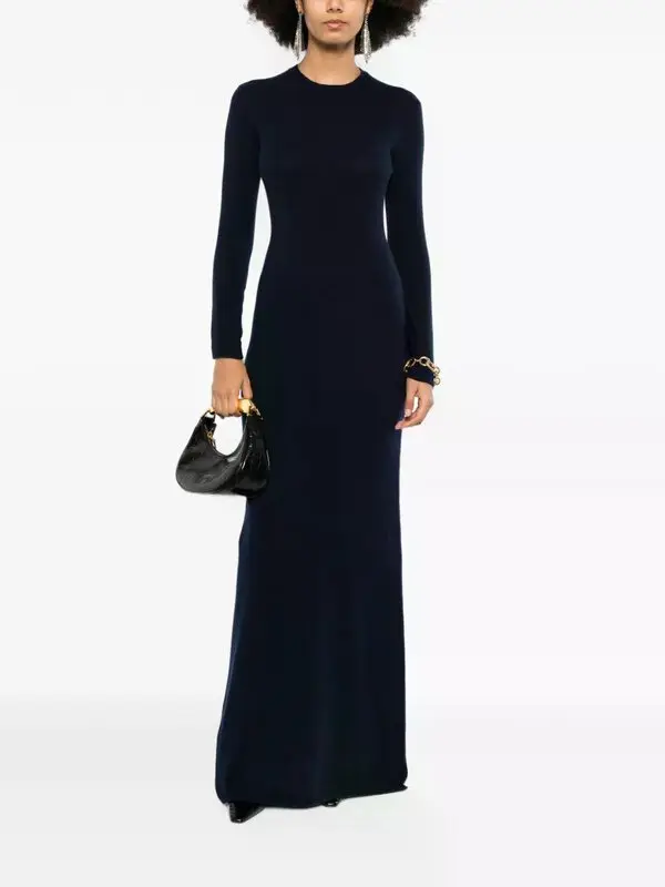 TOM FORD Sheer-back Knitted Maxi Dress - Blue