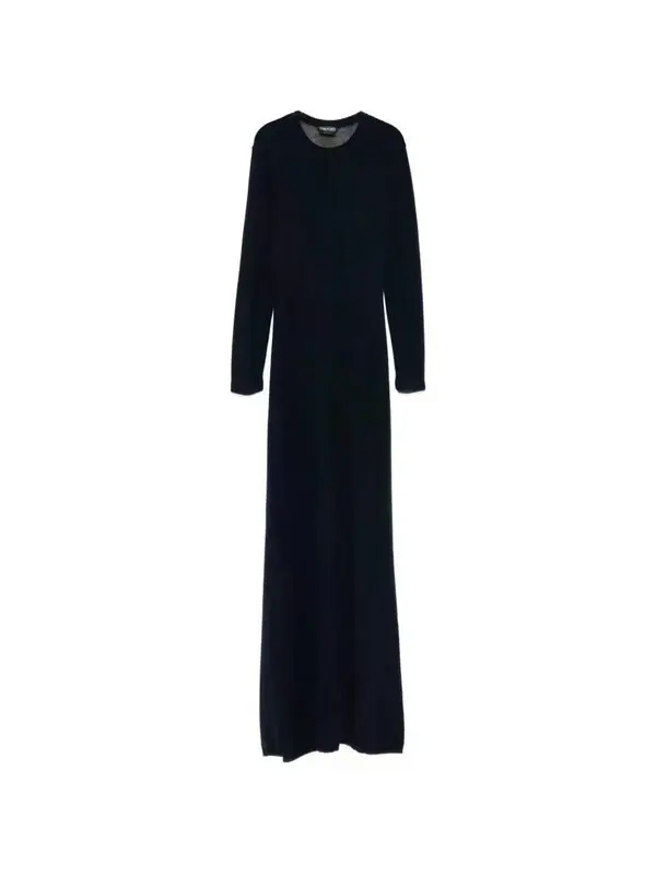 TOM FORD Sheer-back Knitted Maxi Dress - Blue