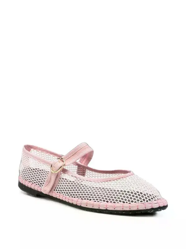 FLABELUS Isabella Fishnet Ballet Flats - Pink