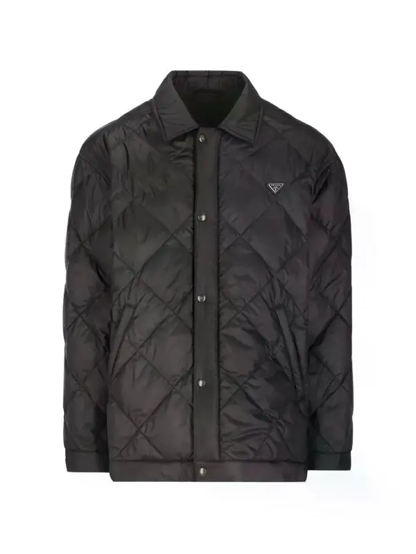 Prada Quilted Logo Plaque Coat