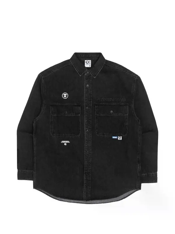 AAPE BY *A BATHING APE Moonface Patch Denim Shirt