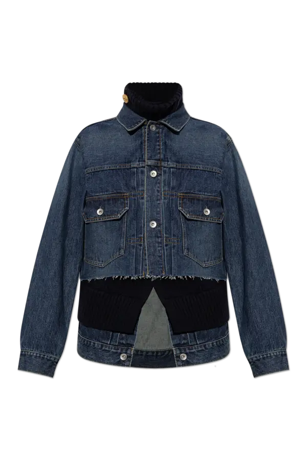 Sacai Vintage" Effect Denim Jacket - Navy Blue