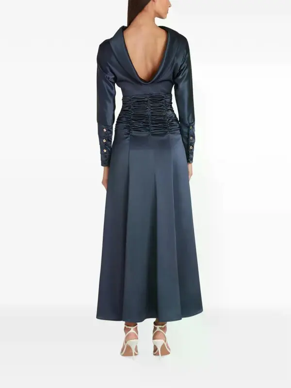 VIOLANTE NESSI Backless Ruched Maxi Dress