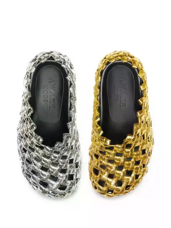 A.W.A.K.E. Mode Woven Leather Mules