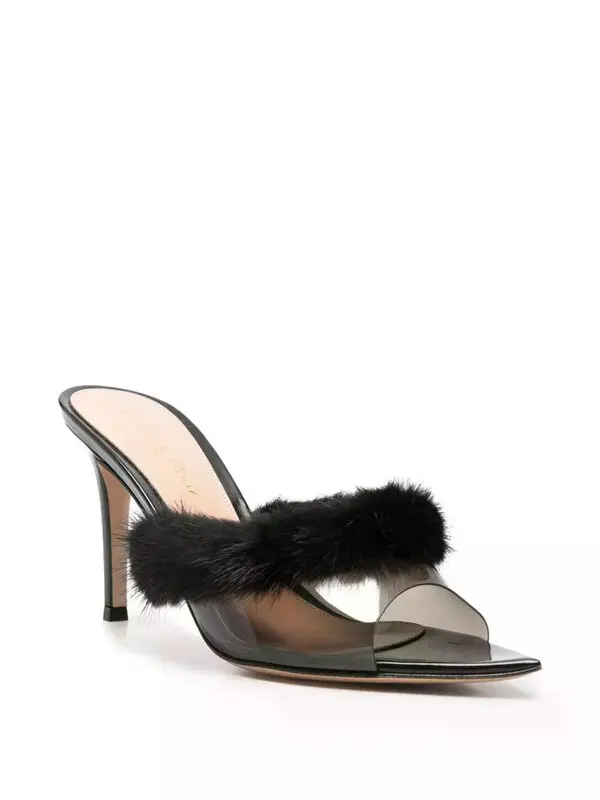 GIANVITO ROSSI Feather-trim Pointed-toe Heeled Sandals