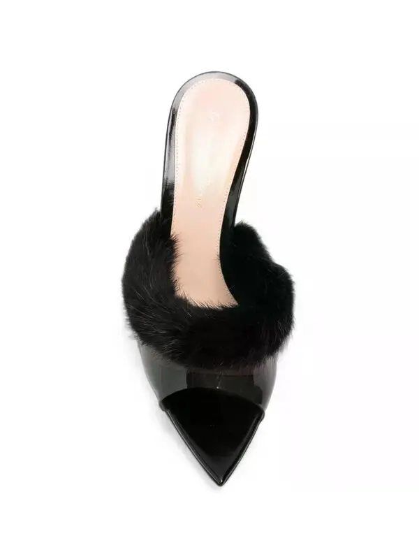 GIANVITO ROSSI Feather-trim Pointed-toe Heeled Sandals