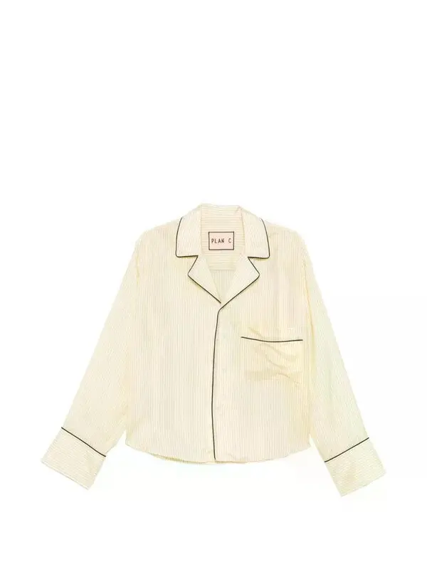 Plan C Striped Piped-trim Shirt - Yellow