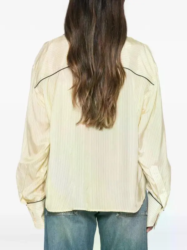 Plan C Striped Piped-trim Shirt - Yellow