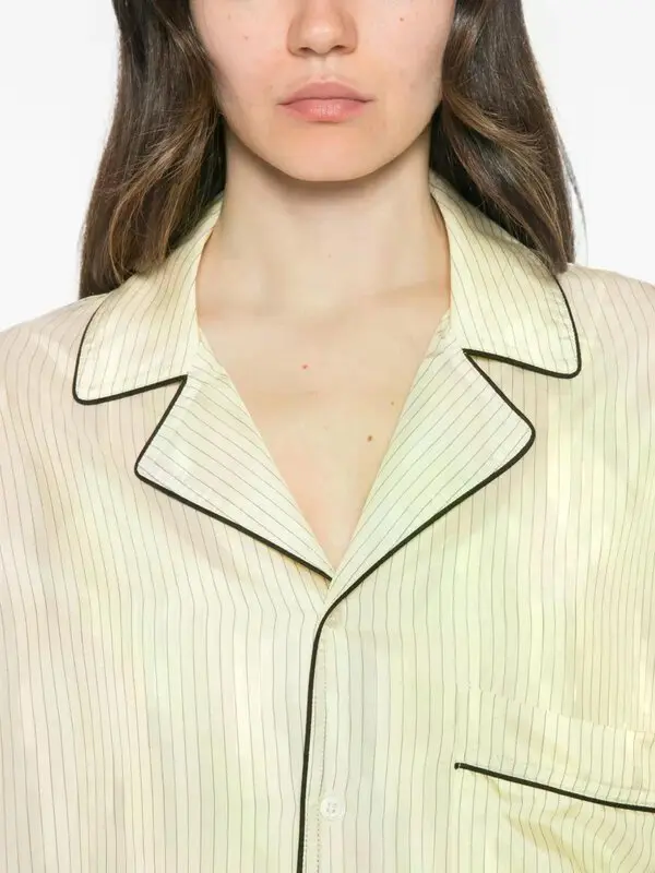 Plan C Striped Piped-trim Shirt - Yellow