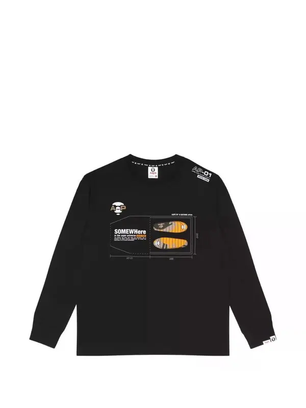 AAPE BY *A BATHING APE Moonface Graphic-print Long-sleeve T-shirt - Black