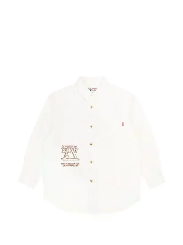 AAPE BY *A BATHING APE Logo-embroidered Button-up Shirt - Neutrals