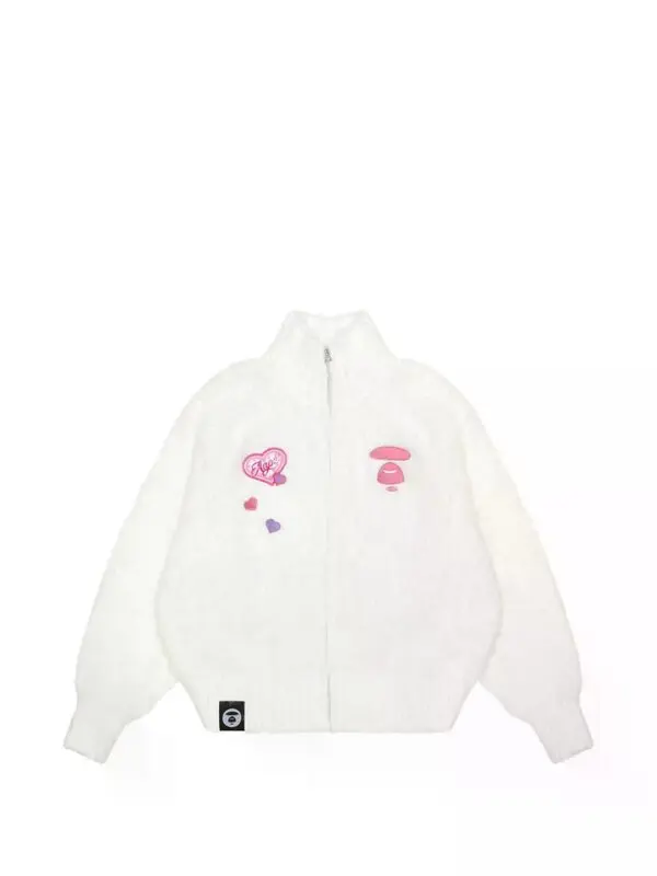 AAPE BY *A BATHING APE Moonface-embroidery Zip-up Cardigan - White