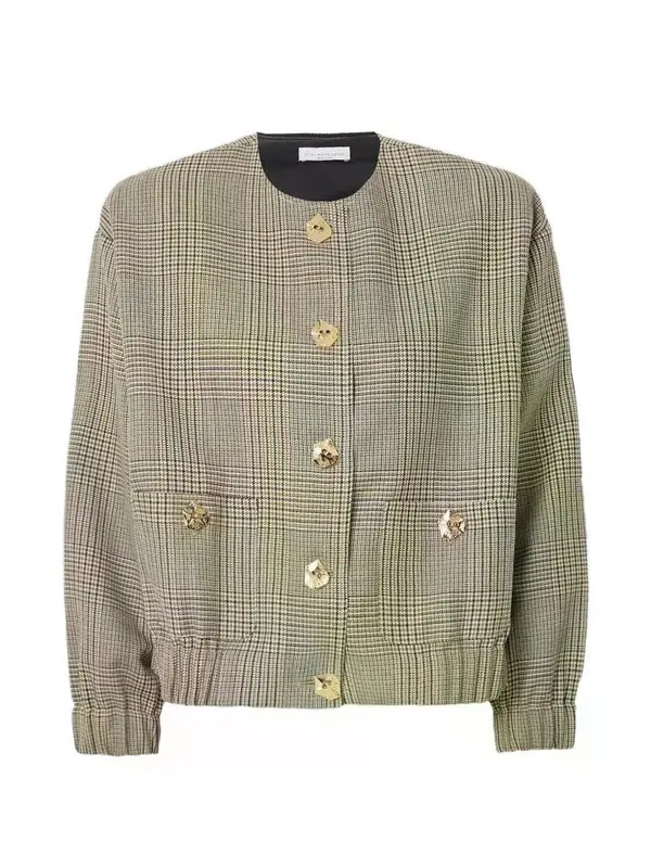 VIOLANTE NESSI Houndstooth-pattern Wool Bomber Jacket