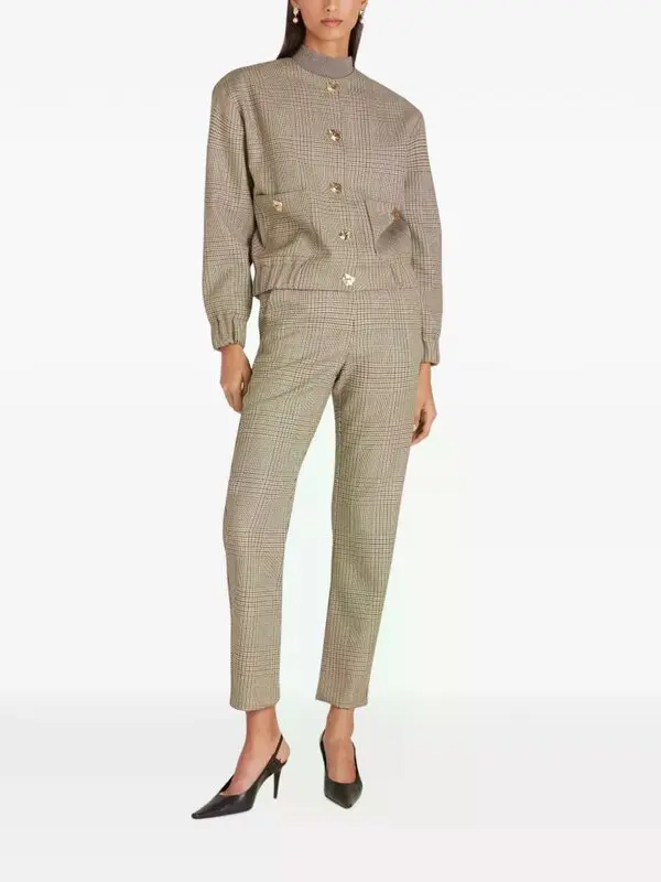 VIOLANTE NESSI Houndstooth-pattern Wool Bomber Jacket