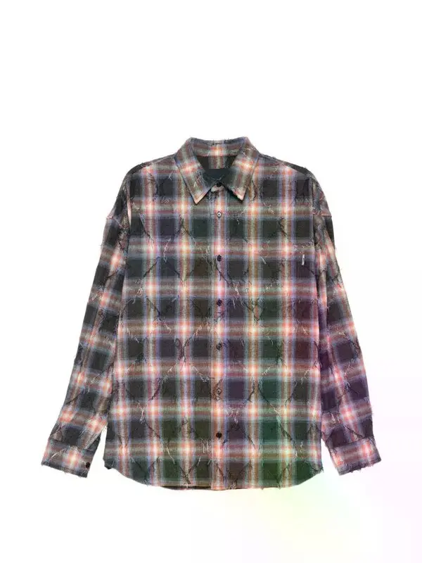 JUUN.J Argyle Check Distressed Shirt