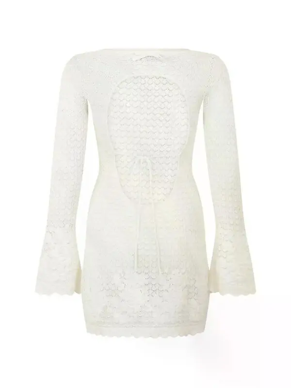 SELF-PORTRAIT Crochet-knit Flared-sleeve Mini Dress
