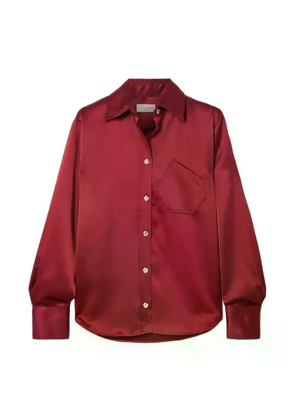VIOLANTE NESSI Burgundy Satin Button-up Shirt