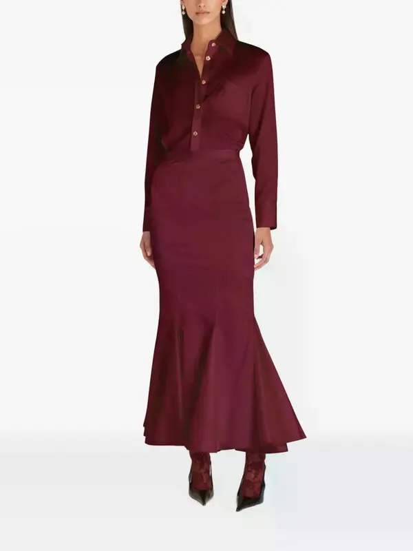 VIOLANTE NESSI Burgundy Satin Button-up Shirt