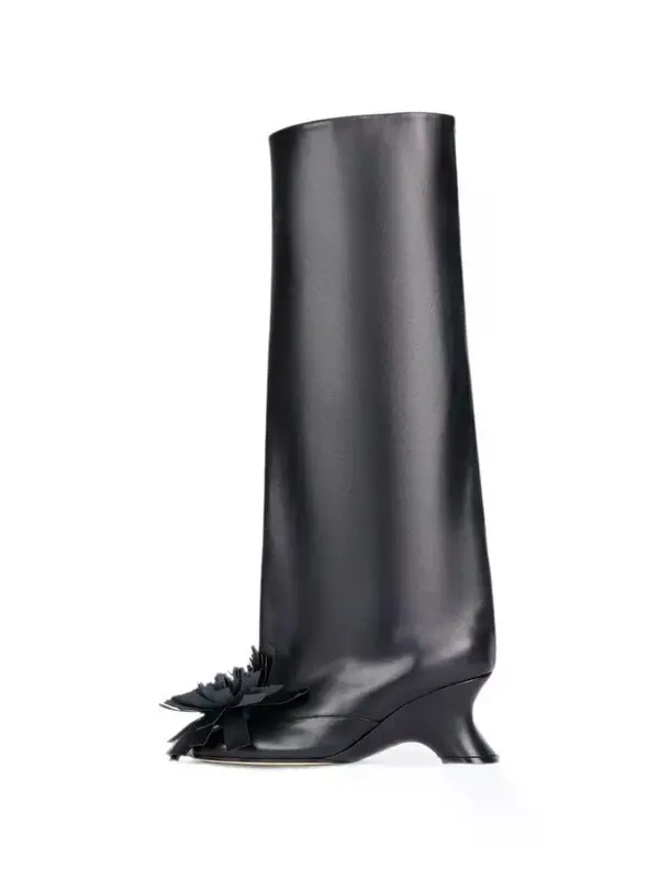 A.W.A.K.E. Mode Christy Floral Pom-pom Boots