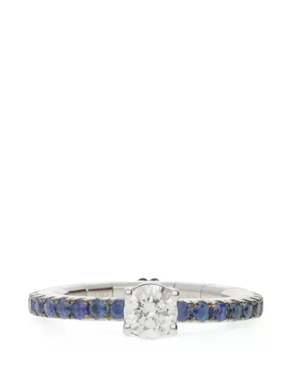 Roberto Demeglio Diamond And Sapphire Solitaire Ring - Silver