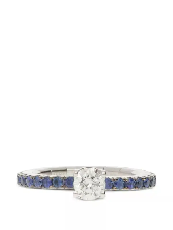 Roberto Demeglio Diamond And Sapphire Solitaire Ring - Silver