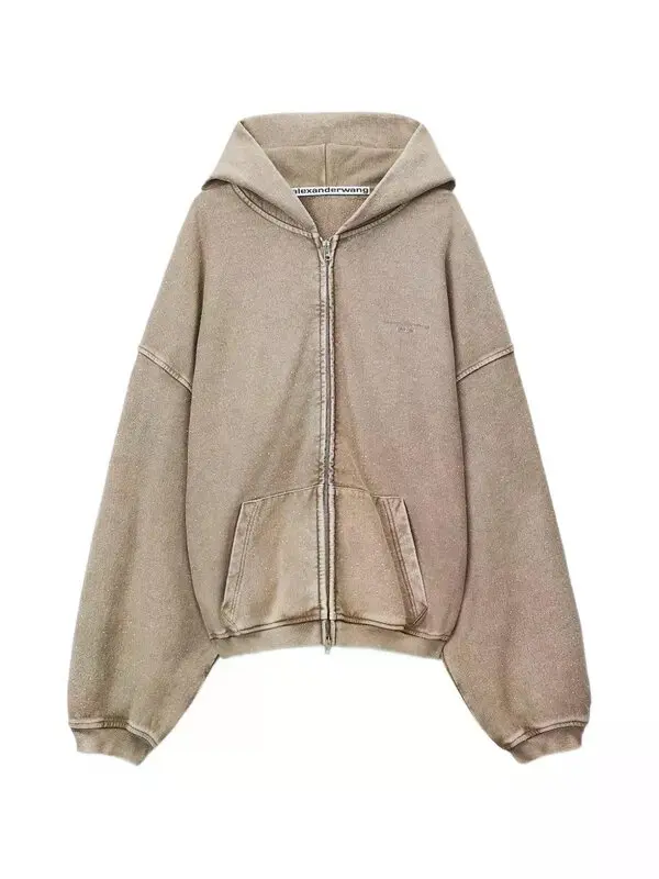 Alexander Wang Allover Hotfix Mid-rise Sweatpants - Neutrals