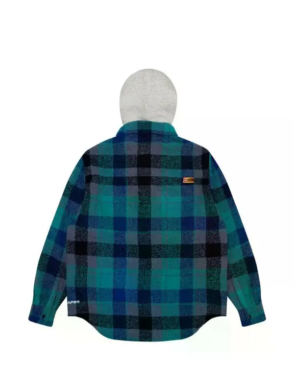 AAPE BY *A BATHING APE Moonface Check-panelled Hooded Shirt Jacket