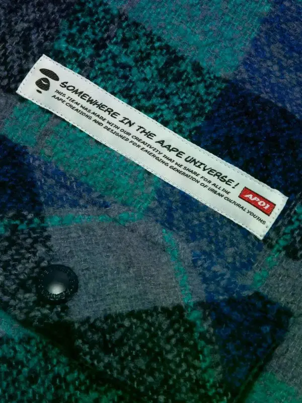 AAPE BY *A BATHING APE Moonface Check-panelled Hooded Shirt Jacket - Blue