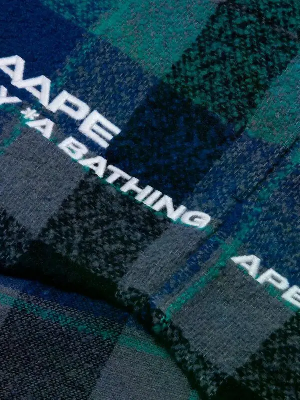 AAPE BY *A BATHING APE Moonface Check-panelled Hooded Shirt Jacket - Blue