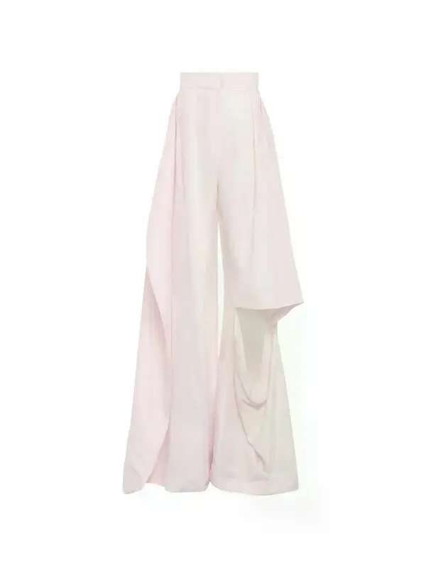 A.W.A.K.E. Mode Draped Wide-leg Trousers With Knee Slits - Pink