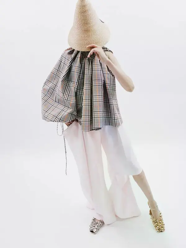 A.W.A.K.E. Mode Draped Wide-leg Trousers With Knee Slits - Pink