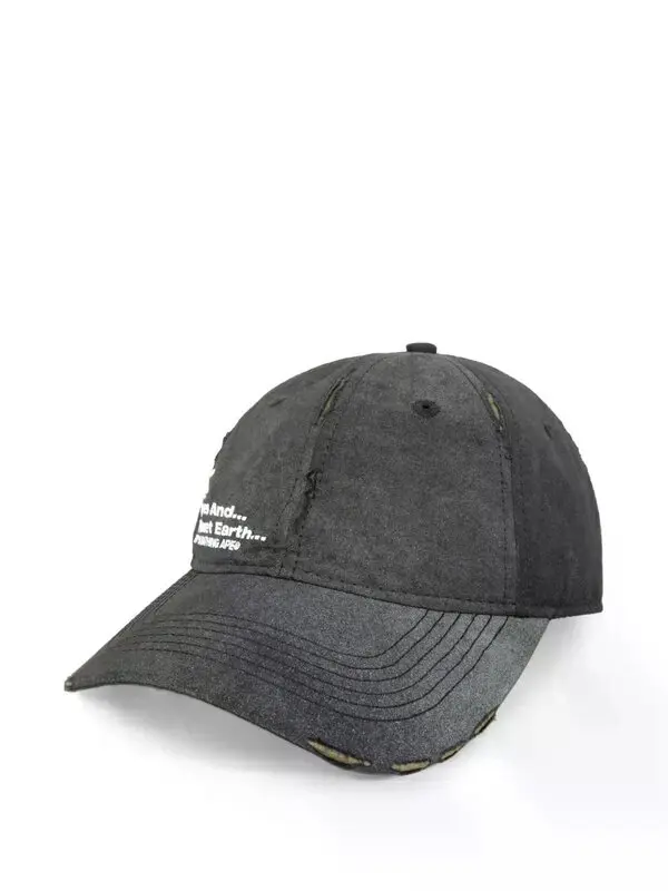AAPE BY *A BATHING APE Distressed Logo Baseball Cap - Black