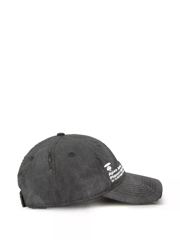 AAPE BY *A BATHING APE Distressed Logo Baseball Cap - Black