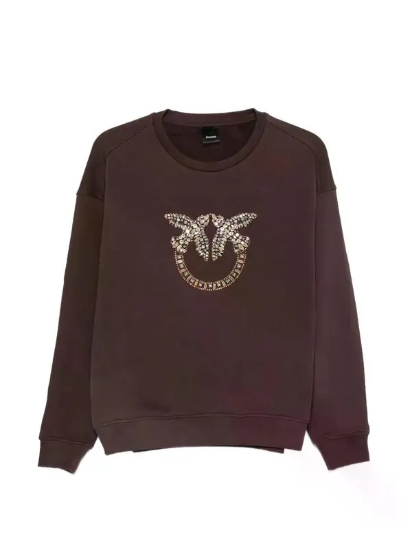 Pinko Love Birds Crystal-embellished Crew Neck Sweater
