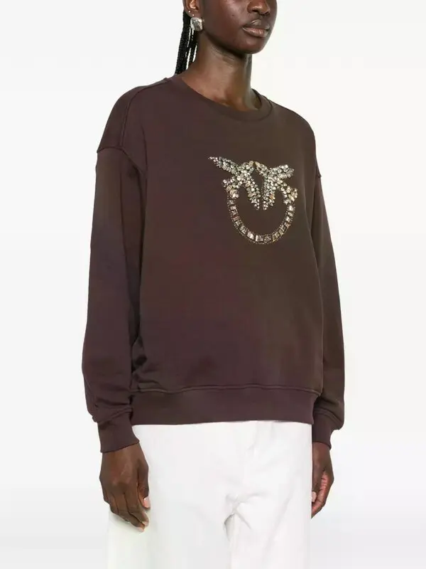 Pinko Love Birds Crystal-embellished Crew Neck Sweater
