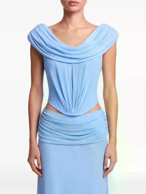 POST MERIDIEM Draped Cowl-neck Top - Blue