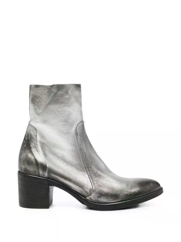 STRATEGIA SHOES Metallic-effect Leather Ankle Boots