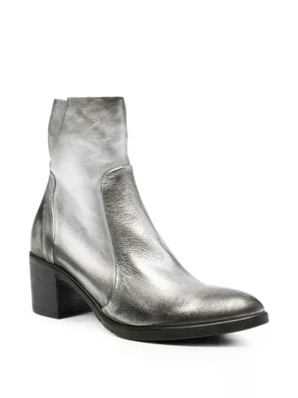 STRATEGIA SHOES Metallic-effect Leather Ankle Boots