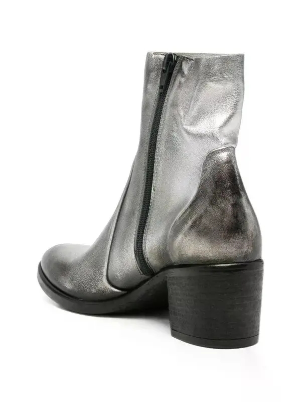 STRATEGIA SHOES Metallic-effect Leather Ankle Boots