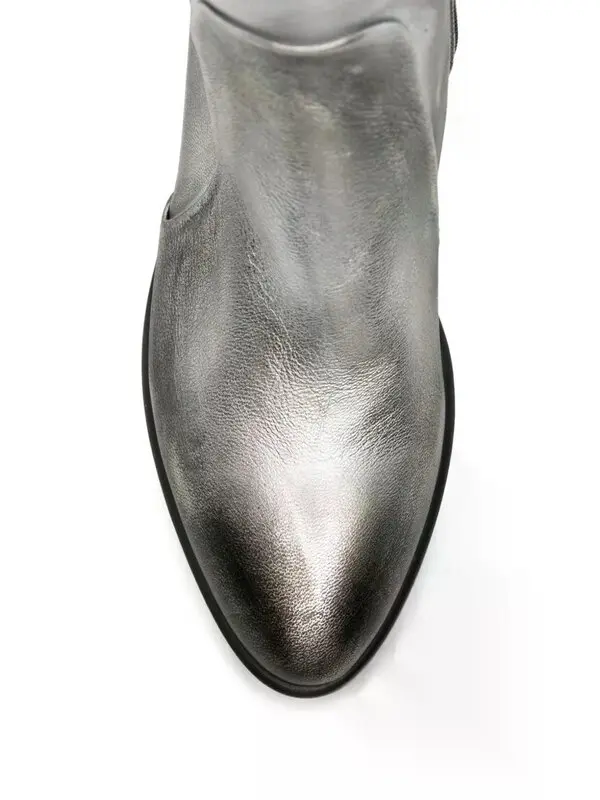 STRATEGIA SHOES Metallic-effect Leather Ankle Boots