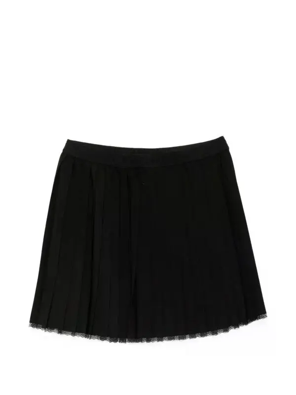 TWINSET Pleated Mini Skirt With Lace Trim - Black