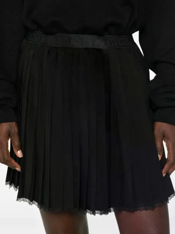 TWINSET Pleated Mini Skirt With Lace Trim