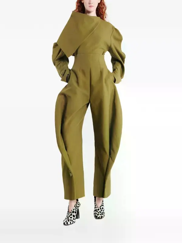 A.W.A.K.E. Mode Draped-collar Puff-sleeve Top