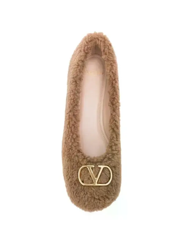 Valentino Garavani Shearling-effect Ballet Flats