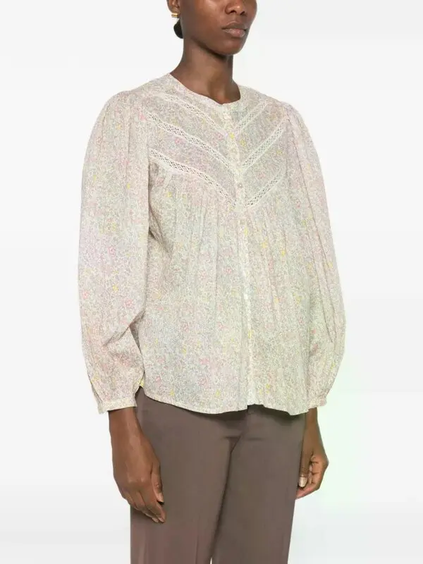 MAISON123 Devon Floral-print Lace-trim Blouse