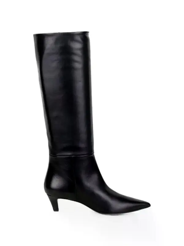CHANTAL Pointed-toe Kitten-heel Boots - Black