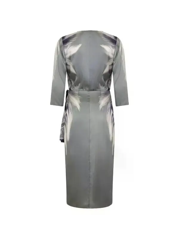 Alberta Ferretti Abstract Print V-neck Midi Wrap Dress