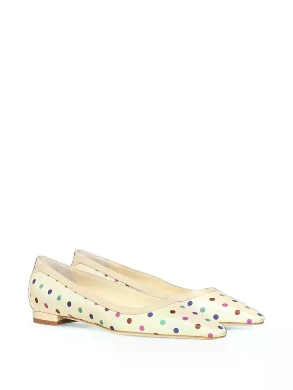 Manolo Blahnik Polka-dot Pointed-toe Ballet Flats - Neutrals